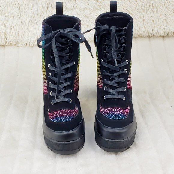Wild Diva | Shoes | Diva Shine Colorful Rainbow Rhinestone Black ...